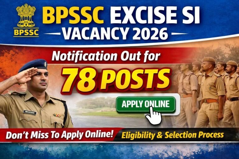 BPSSC Excise SI Vacancy 2026: Notification Out for 78 Posts, Don't Miss ...